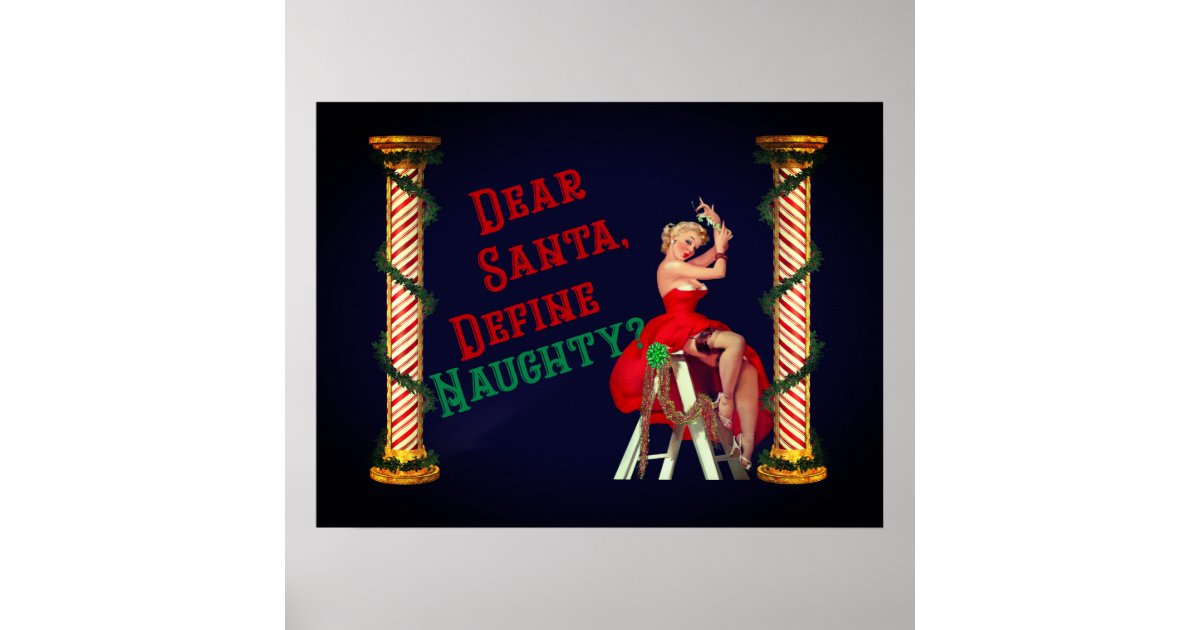 Define Naughty Pin-Up Girl Kerstmis Poster | Zazzle.nl