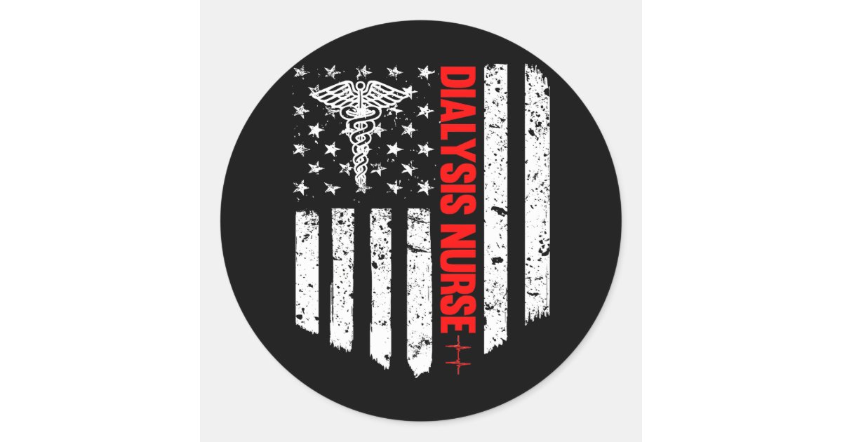 Dialyse Nurse American Flag RN Registered Nurse Ronde Sticker | Zazzle.nl
