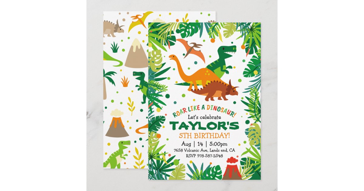 Dinosaur Birthday Invitation T REX Birthday Invite Kaart | Zazzle.nl