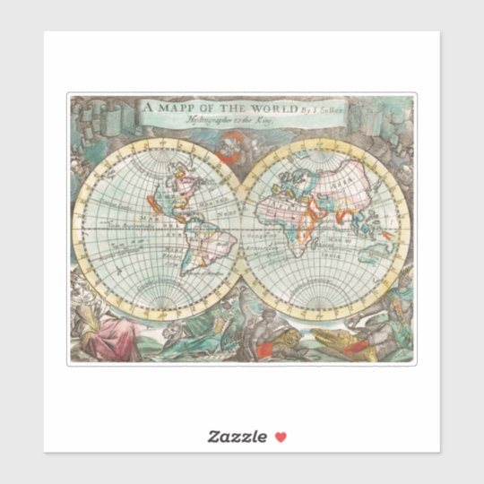 DOUANE KUSTVINYLSTICKER : WERELDKAART STICKER | Zazzle.nl