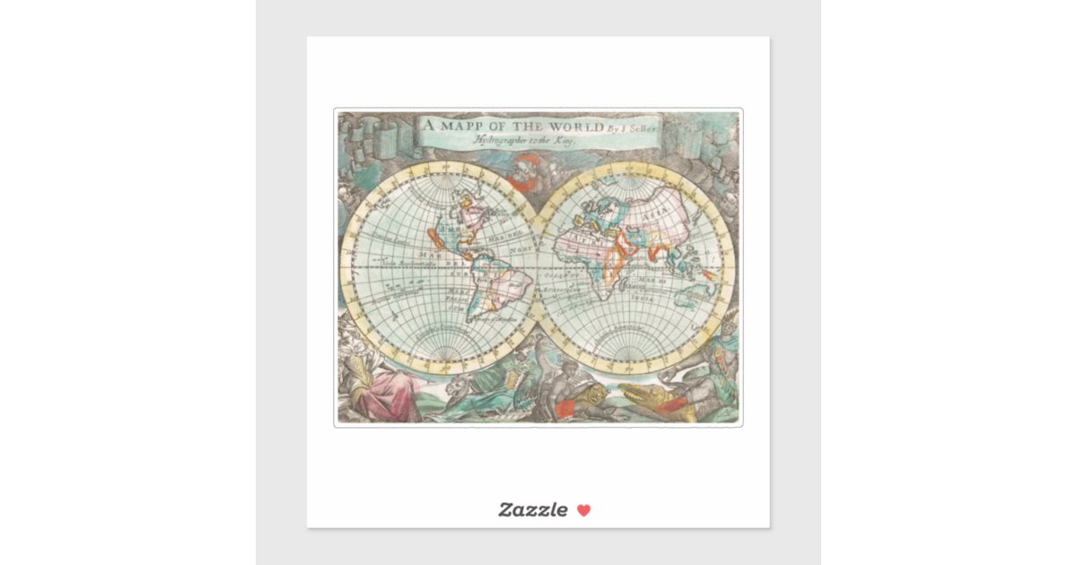 DOUANE KUSTVINYLSTICKER : WERELDKAART STICKER | Zazzle.nl