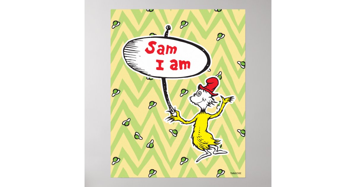 Dr. Seuss | Sam-I-Am Holding Sign Poster | Zazzle.nl