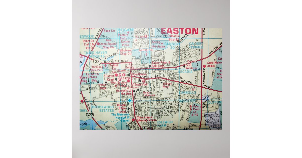 Easton, MD Map Poster | Zazzle.nl