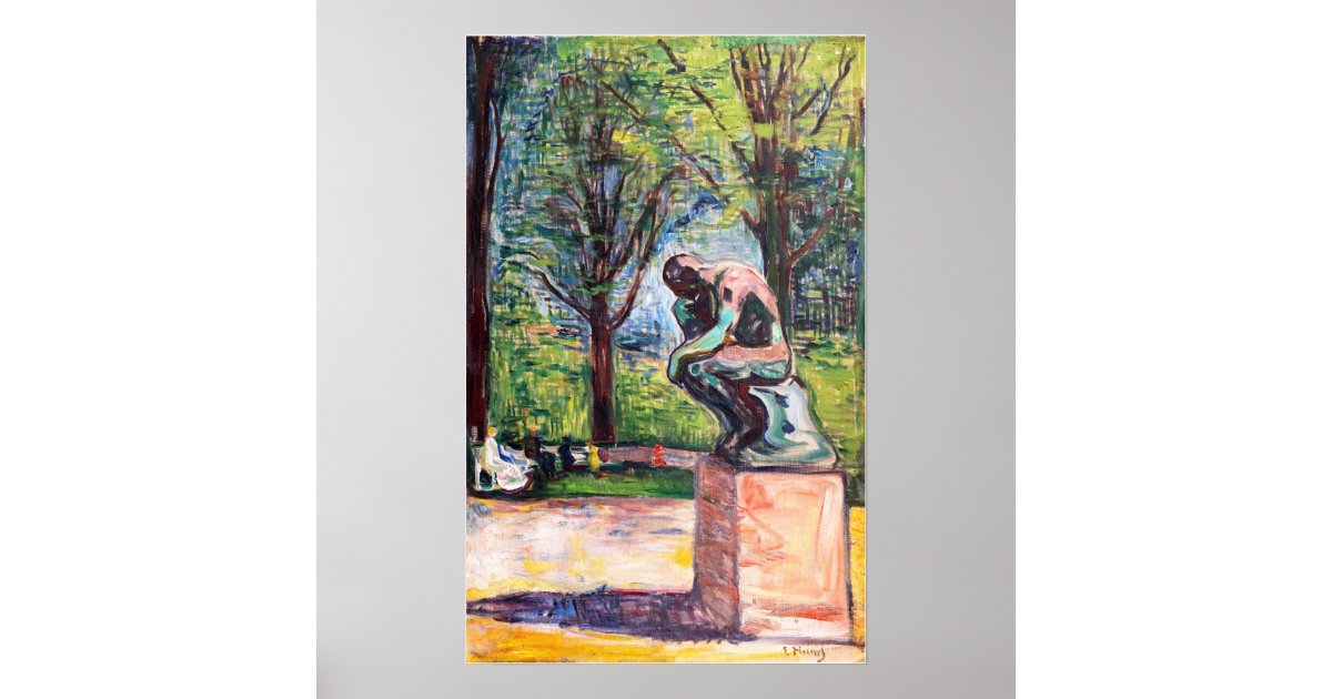 Edvard Munch - The Thinker by Rodin Poster | Zazzle.nl