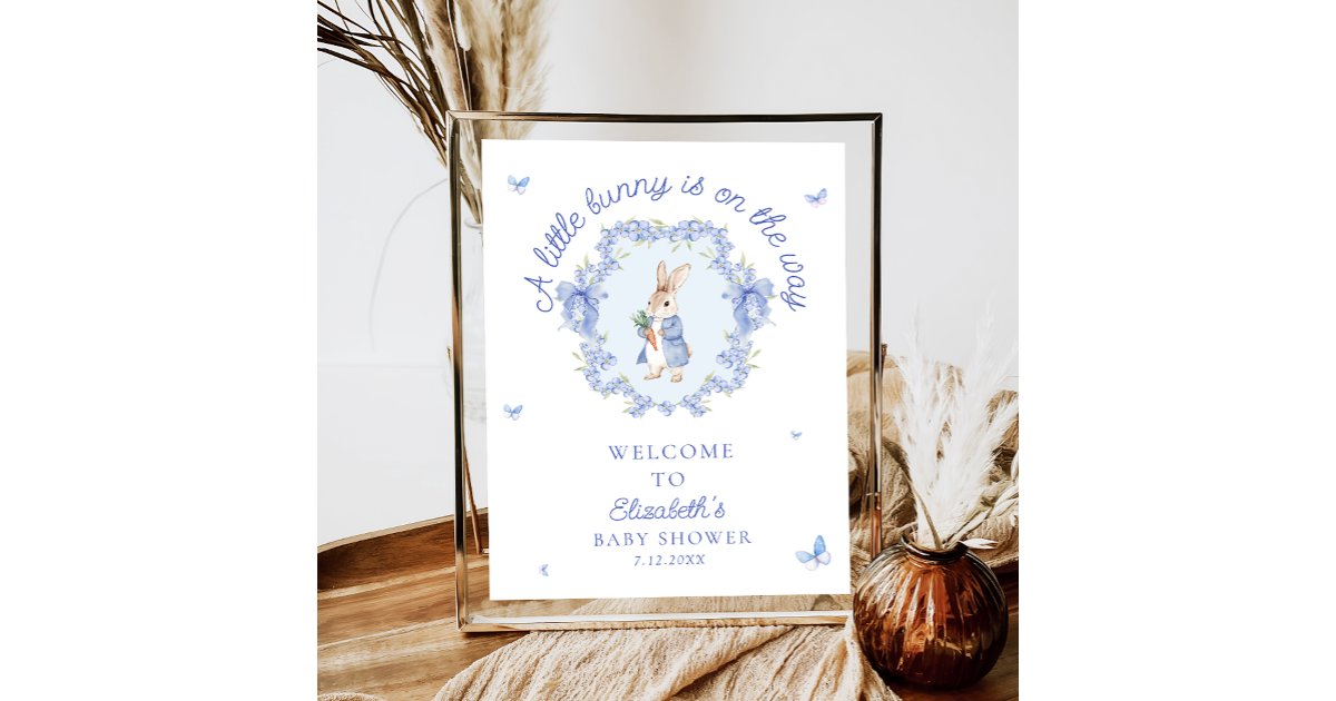 Een klein konijn is op komst Baby Shower Welkom Poster | Zazzle.nl