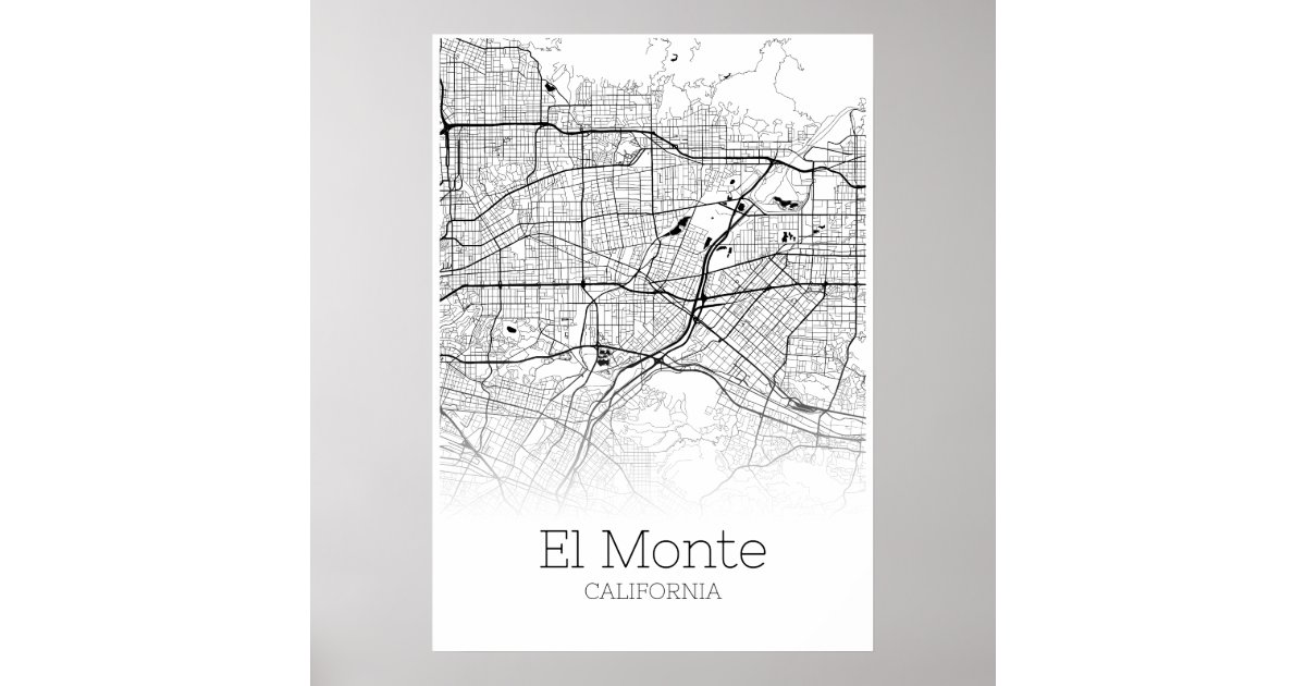 El Monte Map - Californië - City Map Poster | Zazzle.nl