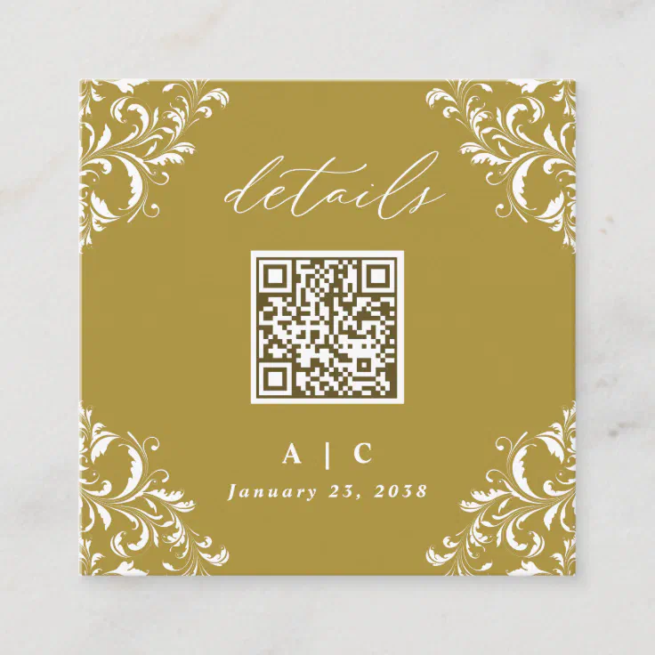 Elegant Gold QR Code Weddenschap Details Informatiekaartje | Zazzle.nl