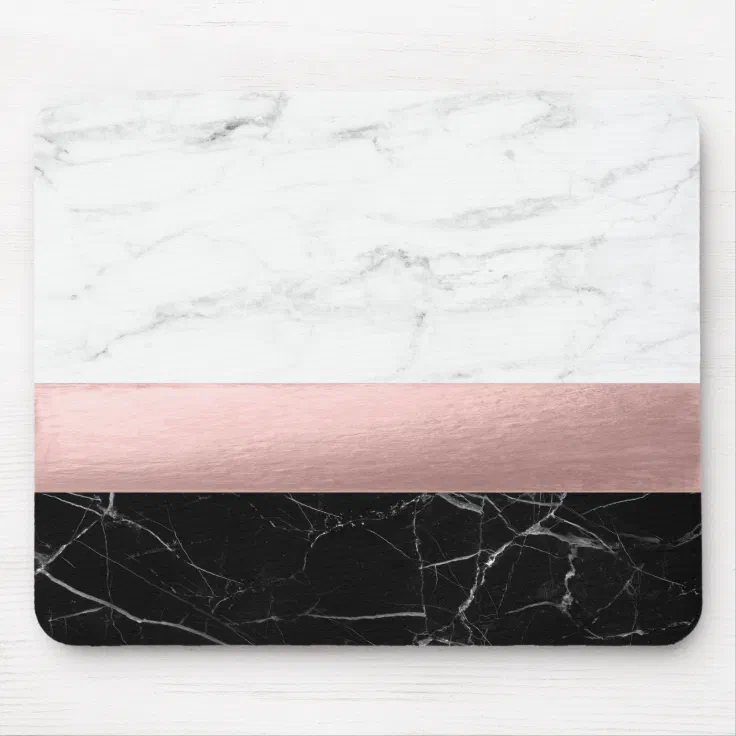 elegant modern, helder zwart marmer roos goud muismat | Zazzle.nl