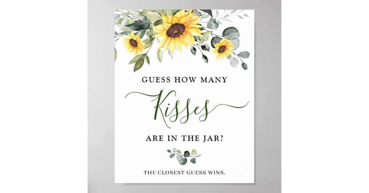 Elegant Sunflowers Eucalyptus Bridal Shower Poster | Zazzle.nl