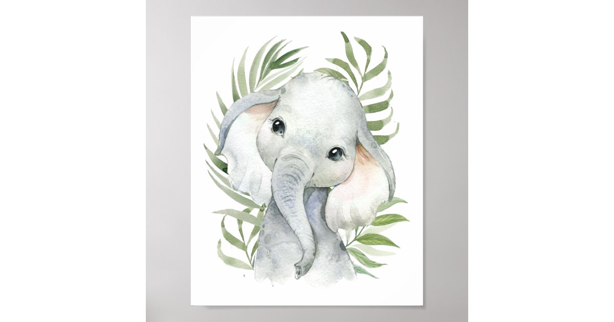 Elephant, Oerwouden, Safari Animals, Palm Poster | Zazzle.nl
