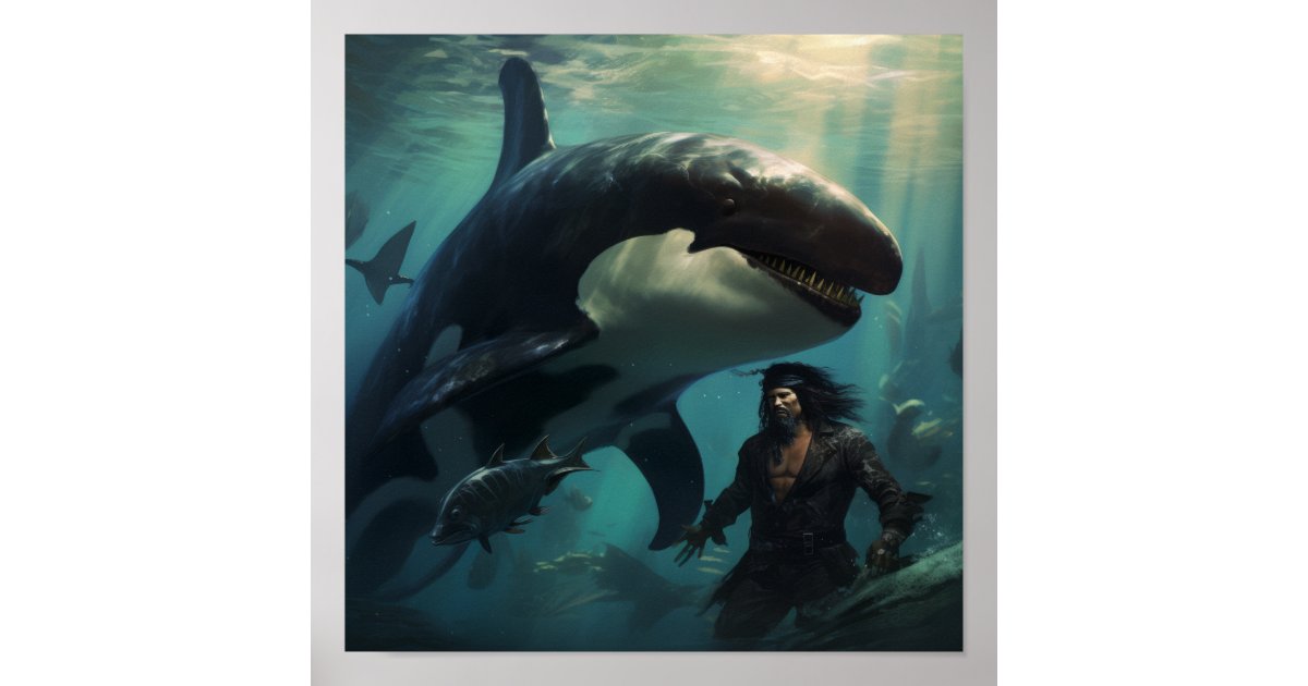 Epic Battle: Gigantische Orca vs. Jack Sparrow - S Poster | Zazzle.nl