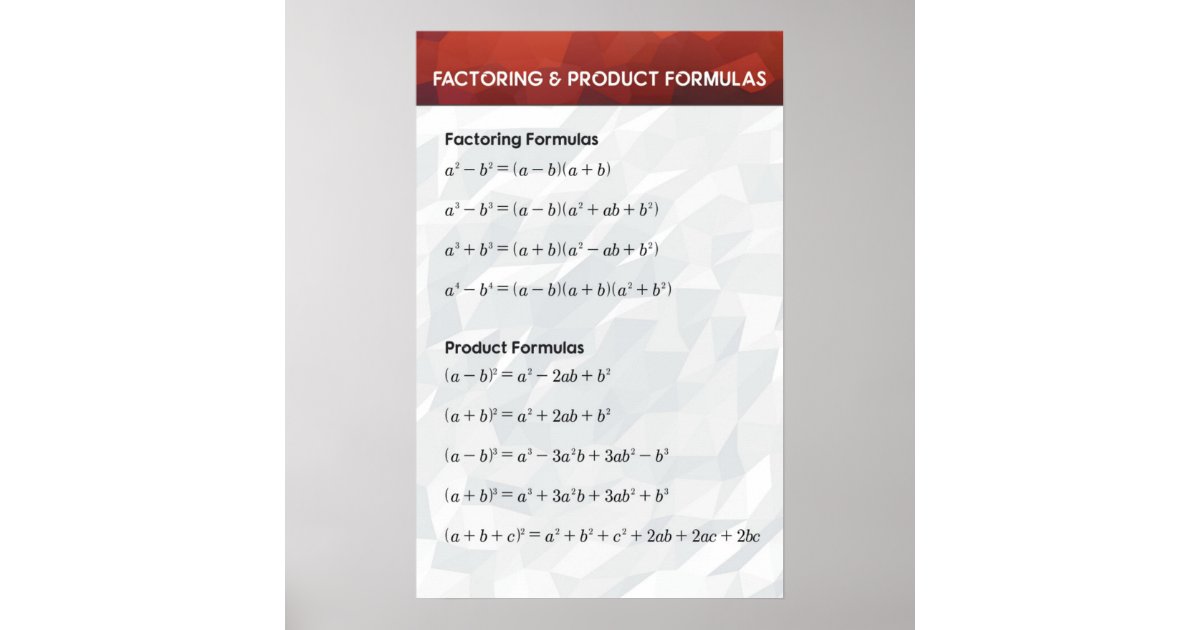 Factoring & Product Polynomials - Wiskunde Poster | Zazzle.nl