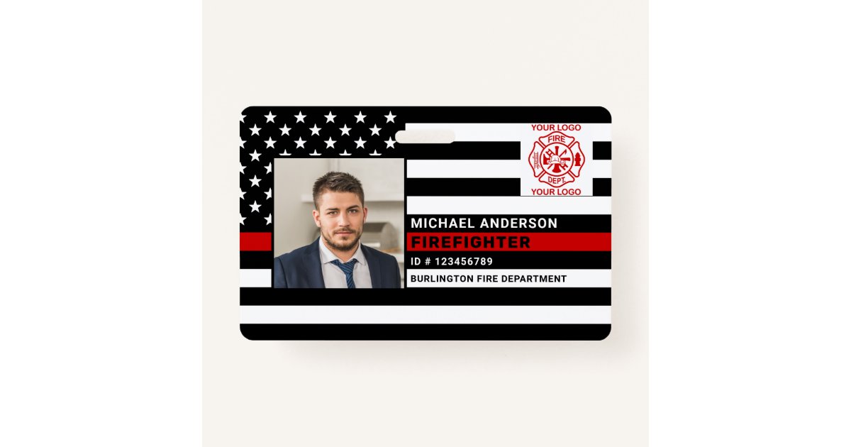 Firefighter ID Persoonlijke foto Fireman ID Card Badge | Zazzle.nl
