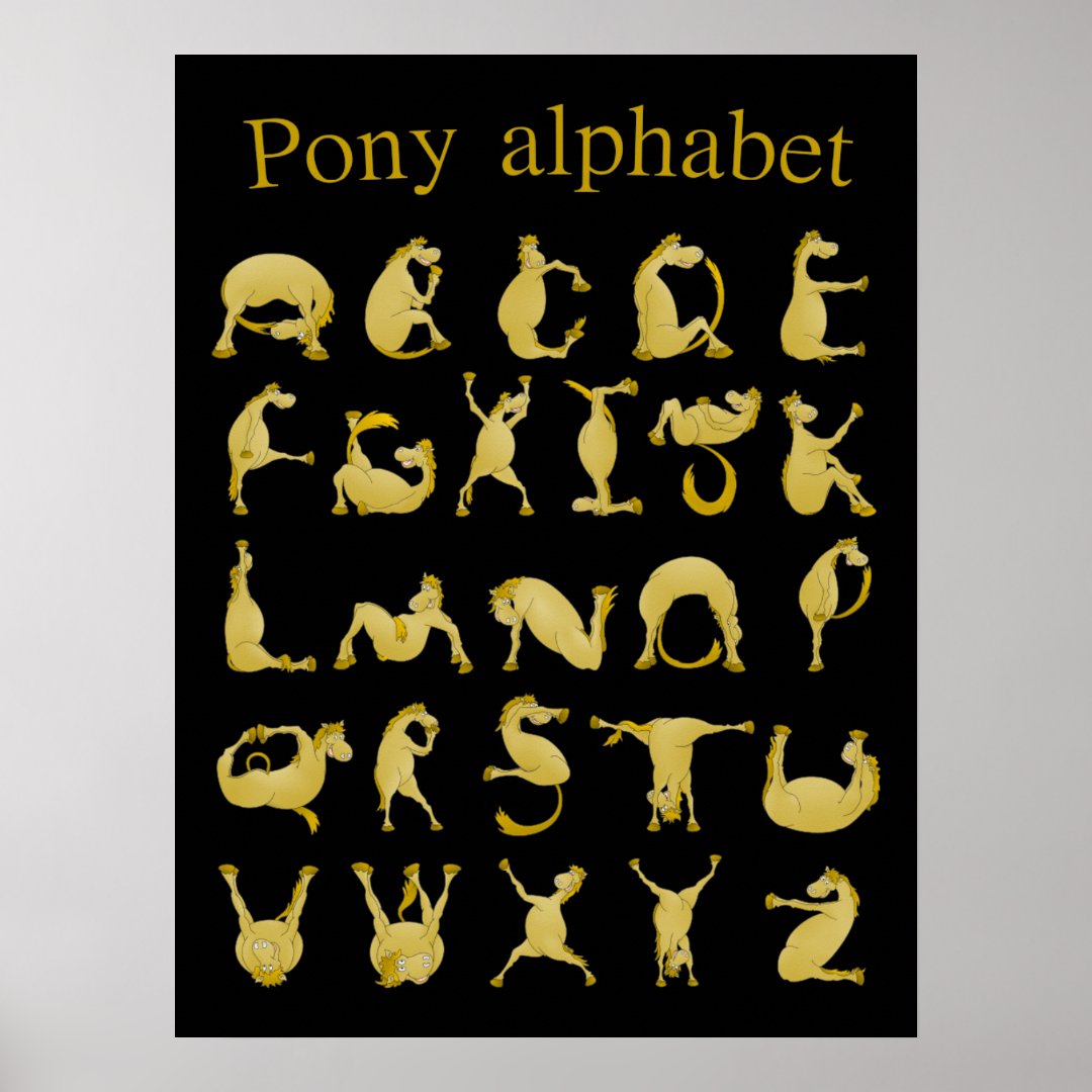 Flexibele pony met letters voor het alfabet poster | Zazzle.nl