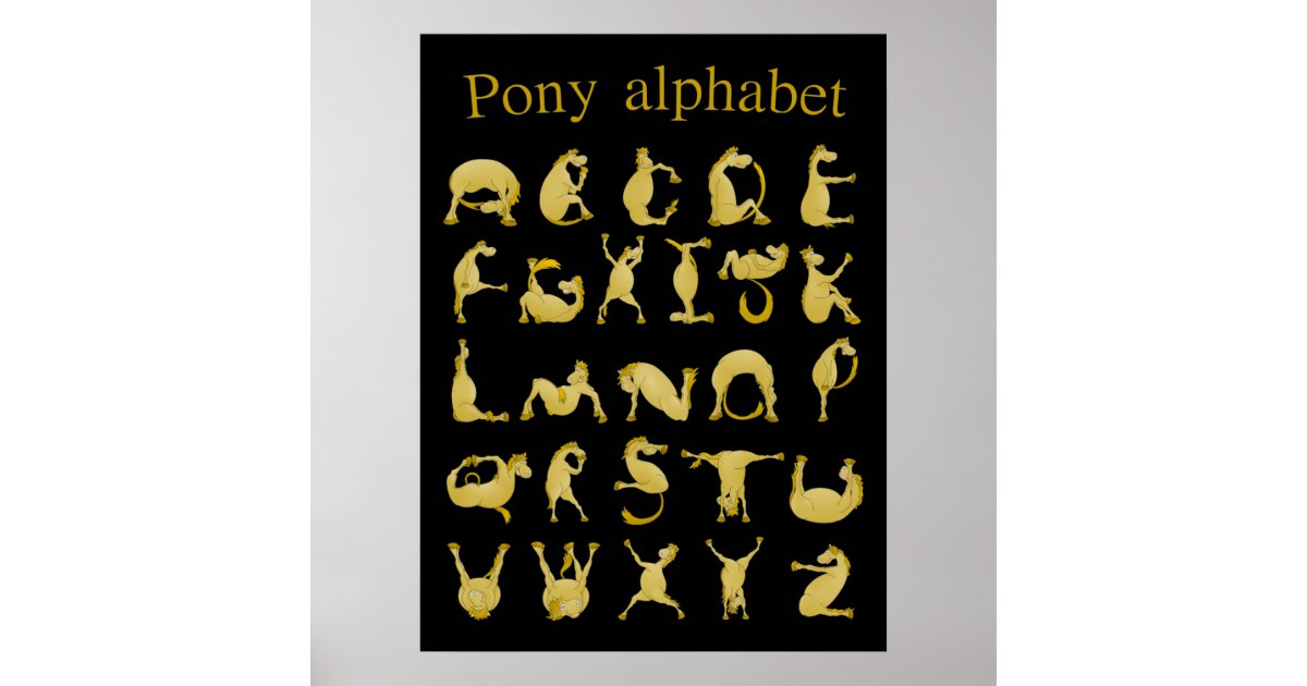 Flexibele pony met letters voor het alfabet poster | Zazzle.nl