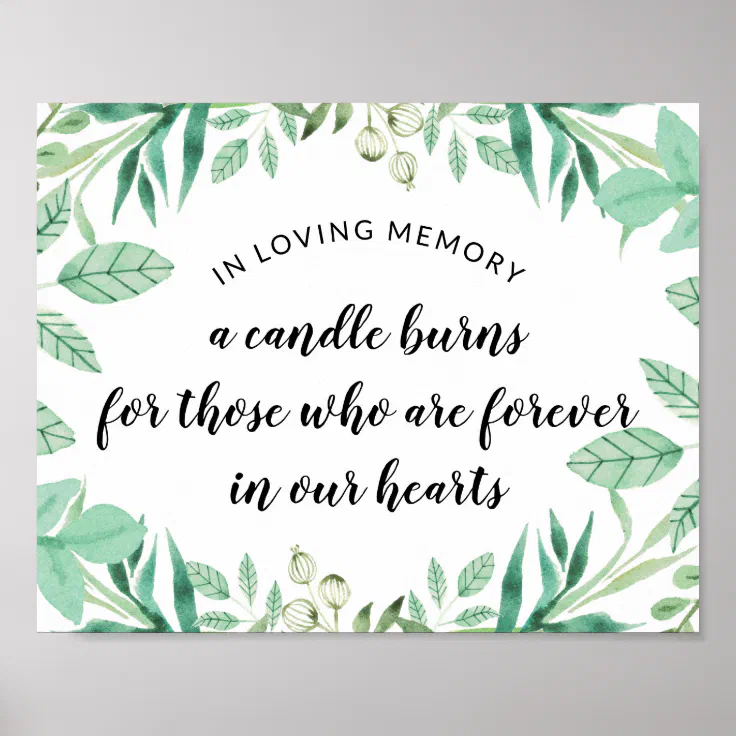 Fresh Foliage Mint in Loving Memory Wedding Sign Poster | Zazzle.nl