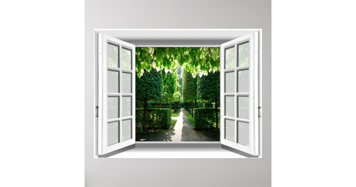 Garden Scene Fake Window Uitzicht 3D Poster | Zazzle.nl