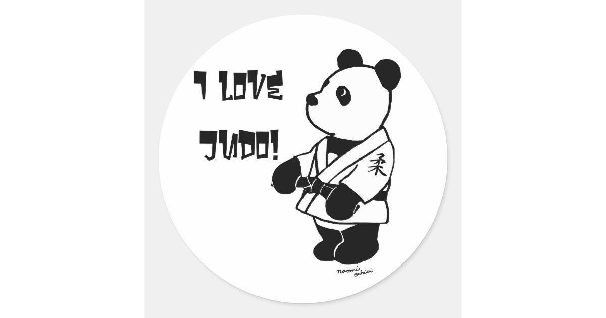 Gepersonaliseerde Judo Panda Cartoon Black Belt Ronde Sticker | Zazzle.nl