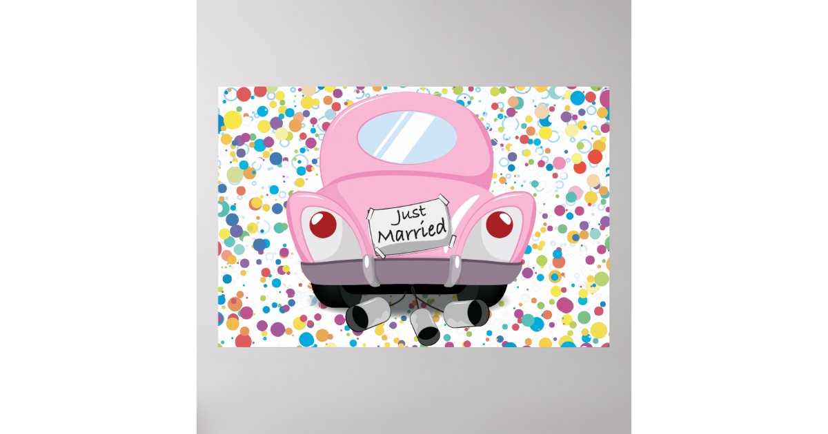 gewoon+getrouwd, getrouwd+auto,cartoon+huwelijk+au poster | Zazzle.nl
