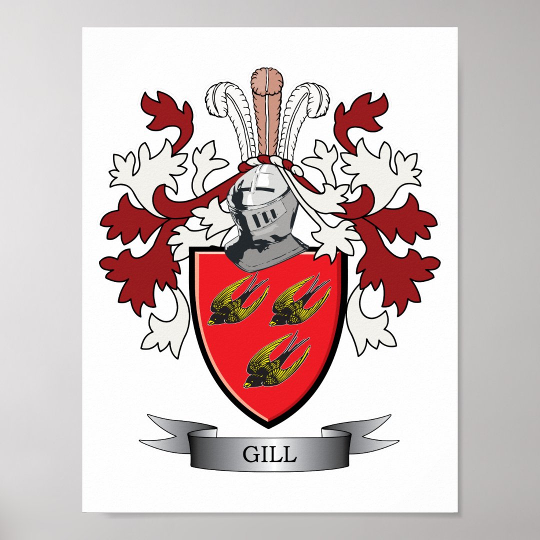 Gill Family Crest Coat of Arms Poster | Zazzle.nl