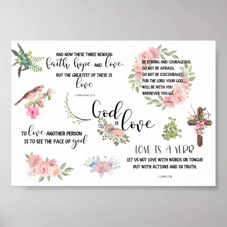 God is Love Bible Verse Inspirational Phrases Poster | Zazzle.nl