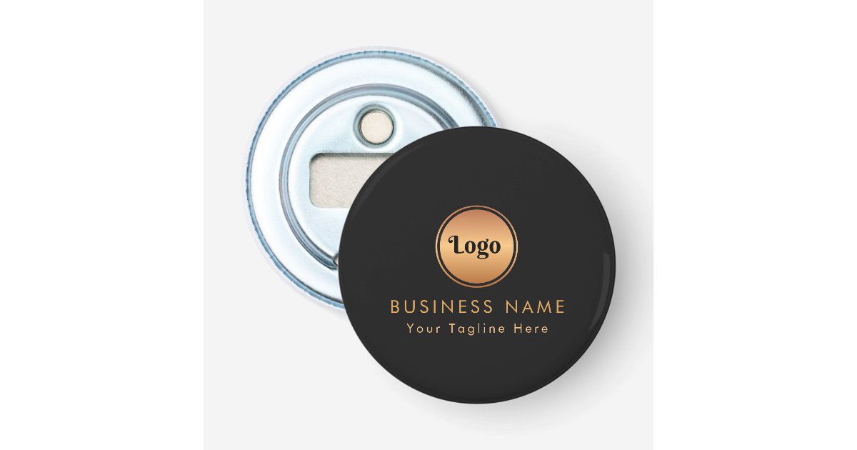 Gold Logo & Custom Text Business Company Branded Button Flesopener ...