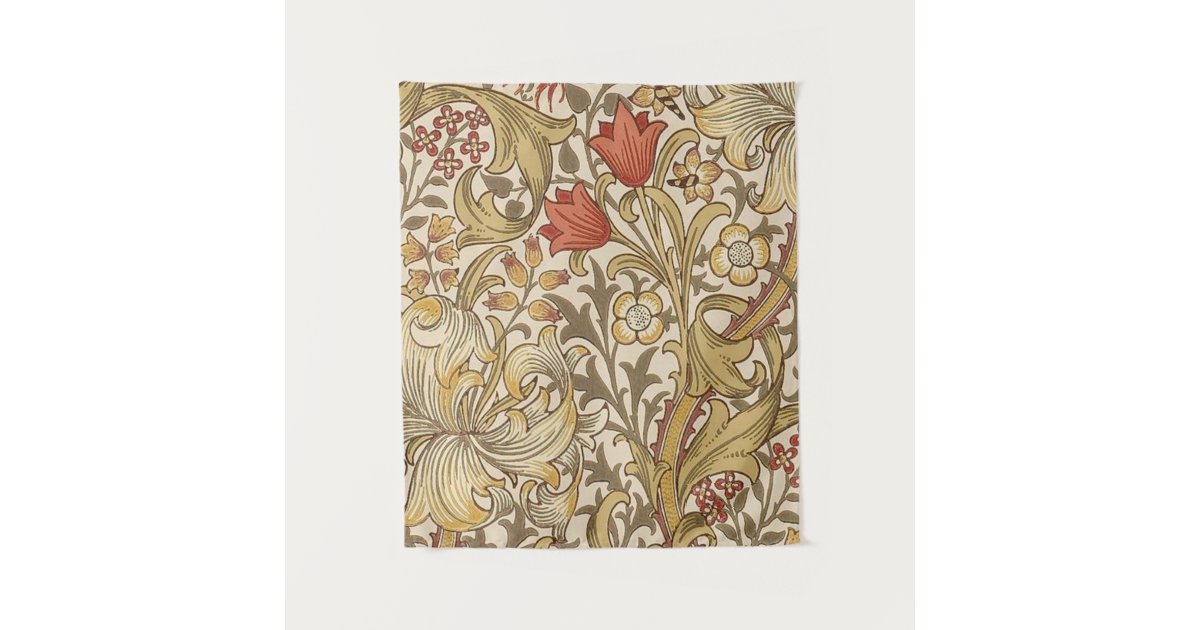 Golden Lily Pattern Versie 2 van William Morris Wandkleed | Zazzle.nl