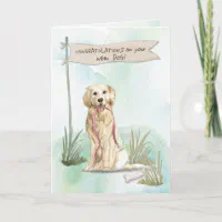 Golden Retriever Gefeliciteerd Kaart Ontspanningsknuffel Warmies