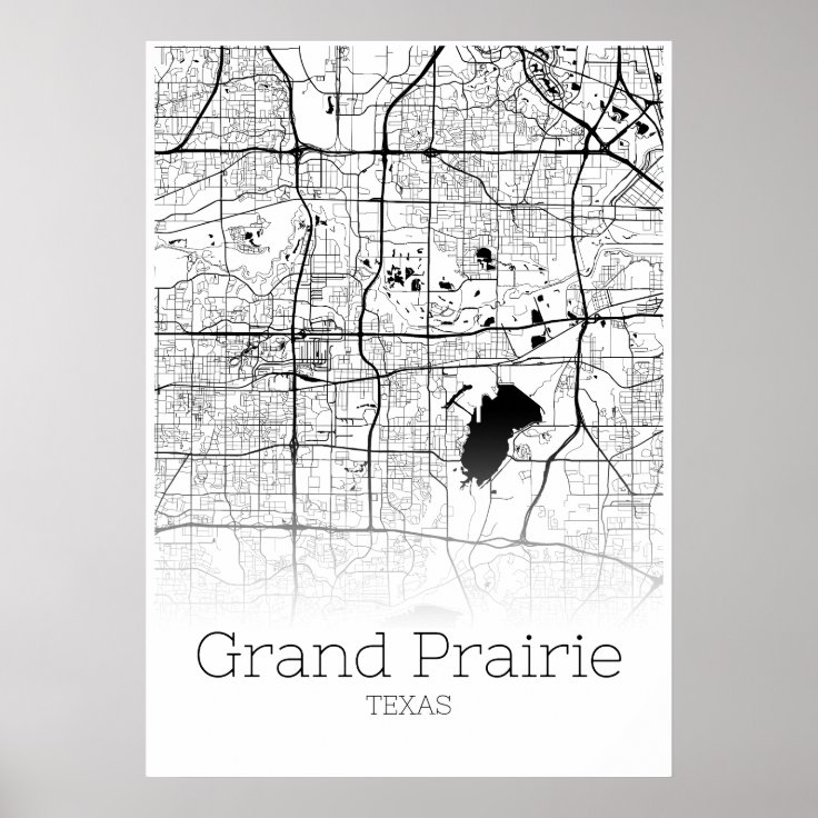 Grand Prairie Map - Texas - City Map Poster | Zazzle.nl