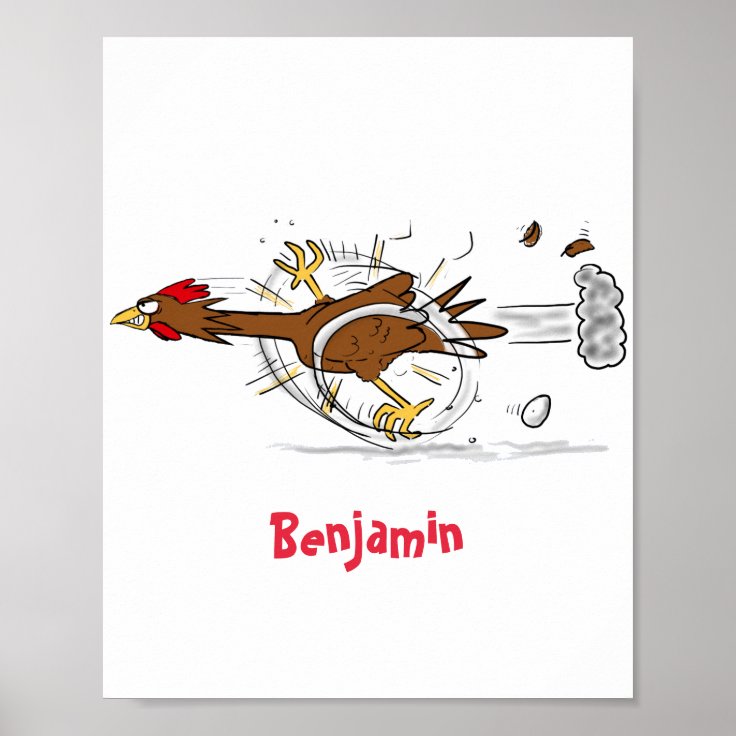 Grappig met coole cartoon illustratie kip poster | Zazzle.nl