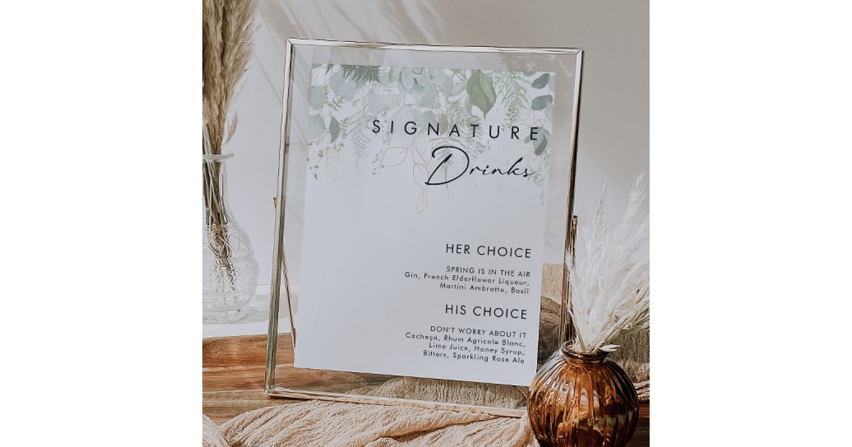 Groen en Goud Bladsignatuurdranken Bord Poster | Zazzle.nl
