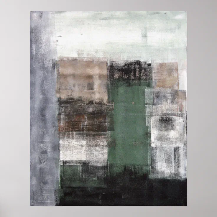 Groene en bruine Abstracte kunst om over te stappe Poster | Zazzle.nl