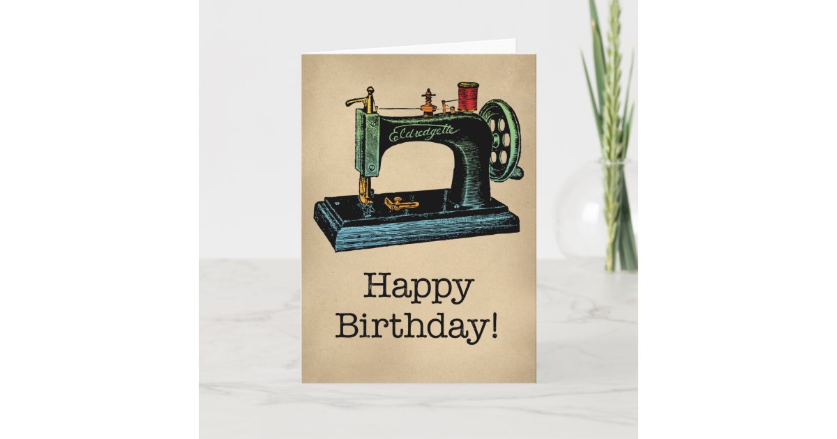 Happy Birthday Sewing Machine Kaart | Zazzle.nl