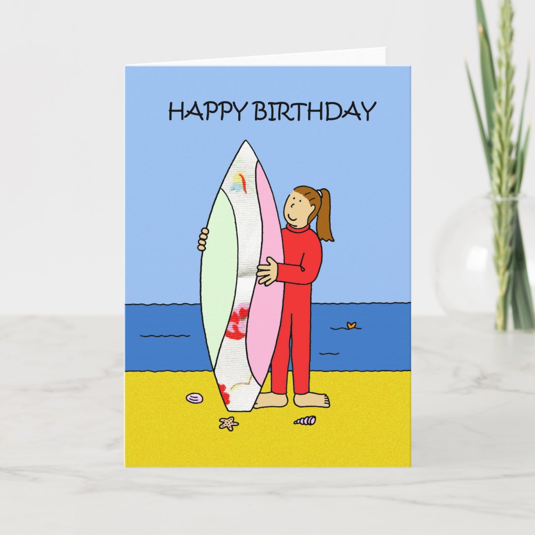 Happy Birthday Surfer Girl Kaart | Zazzle.nl