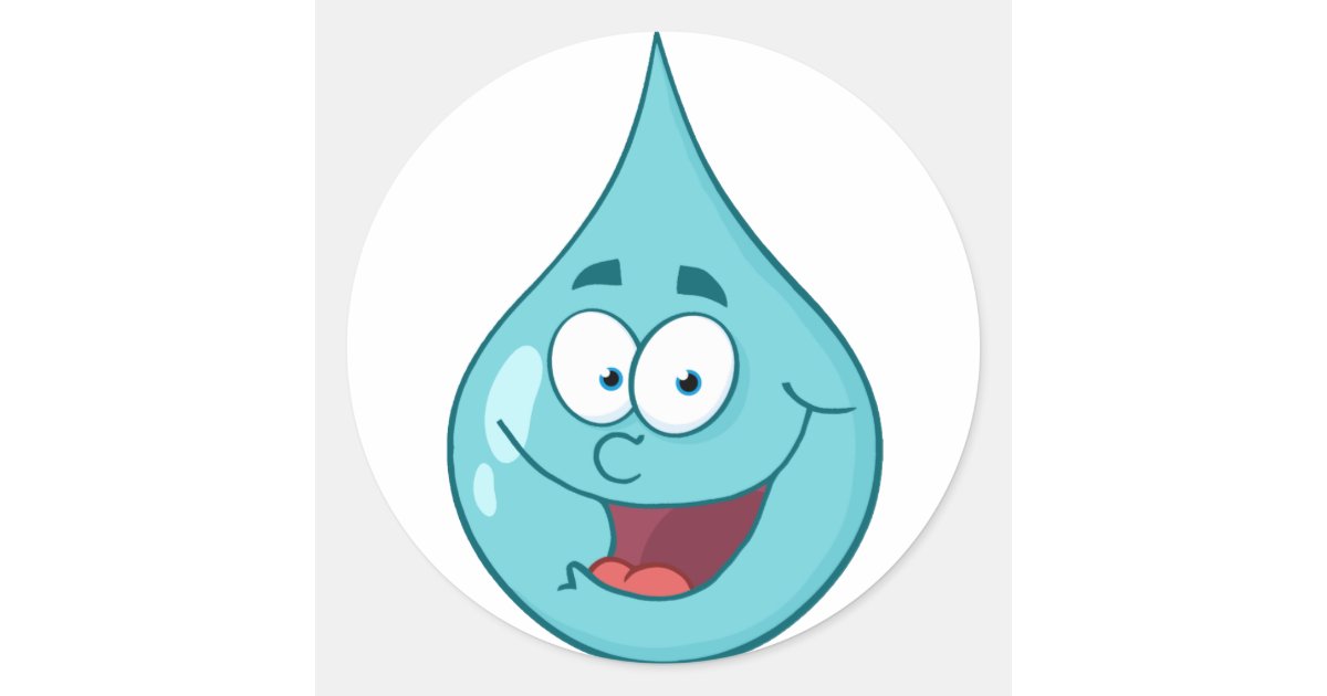 Happy Water Drop-tekenfilm Ronde Sticker | Zazzle.nl