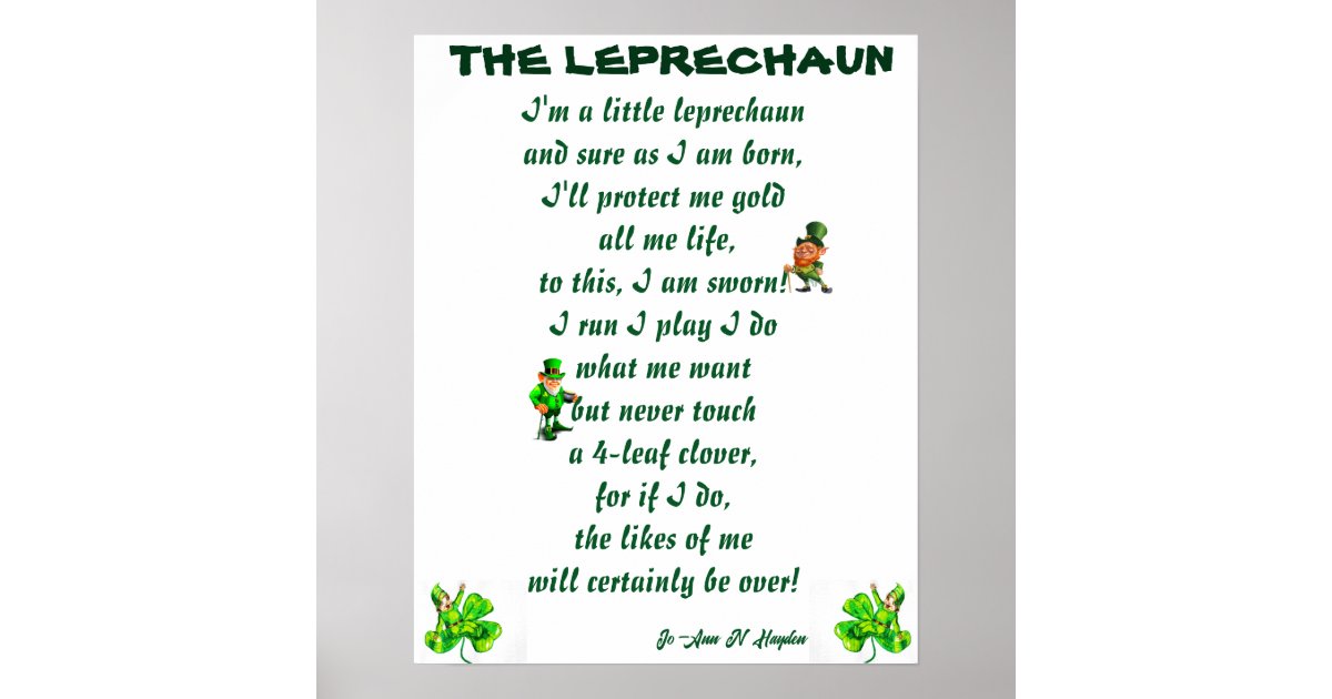 HET LEPRECHAUN POEM-POSTER POSTER | Zazzle.nl