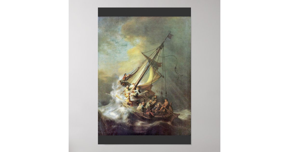 het Storm over het Zee van Galilee . Door Rembrand Poster | Zazzle.nl