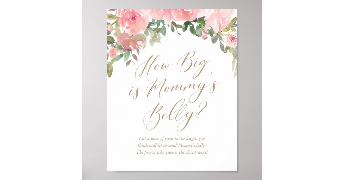 Hoe groot is het Belly Pink Floral Baby shower van Poster | Zazzle.nl