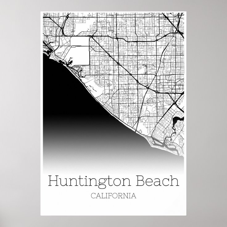 Huntington Beach Map - CA - City Map Poster | Zazzle.nl