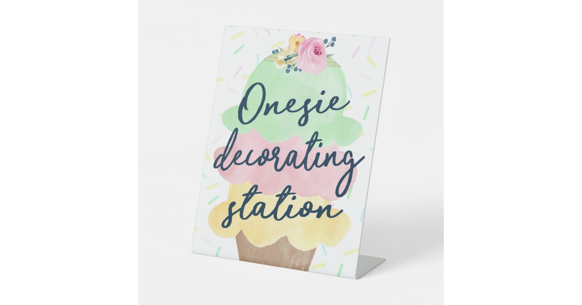 Ice Cream Decoration Station Baby shower Reclamebord Met Voetstuk ...