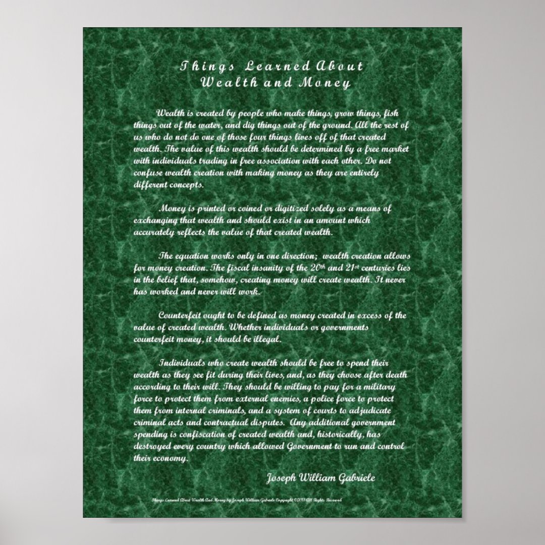Informatie over rijkdom en geld poster | Zazzle.nl