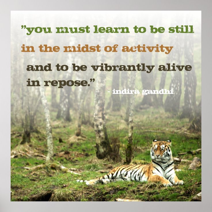 Inspiratie Indira Gandhi Quote w Tiger Inspiration Poster | Zazzle.nl