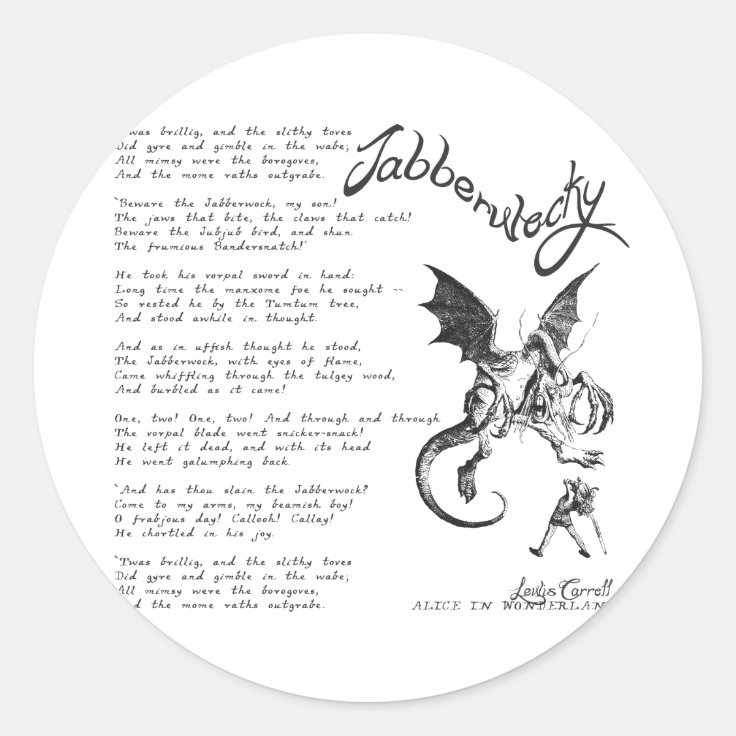Jabberwocky Poem Ronde Sticker | Zazzle.nl