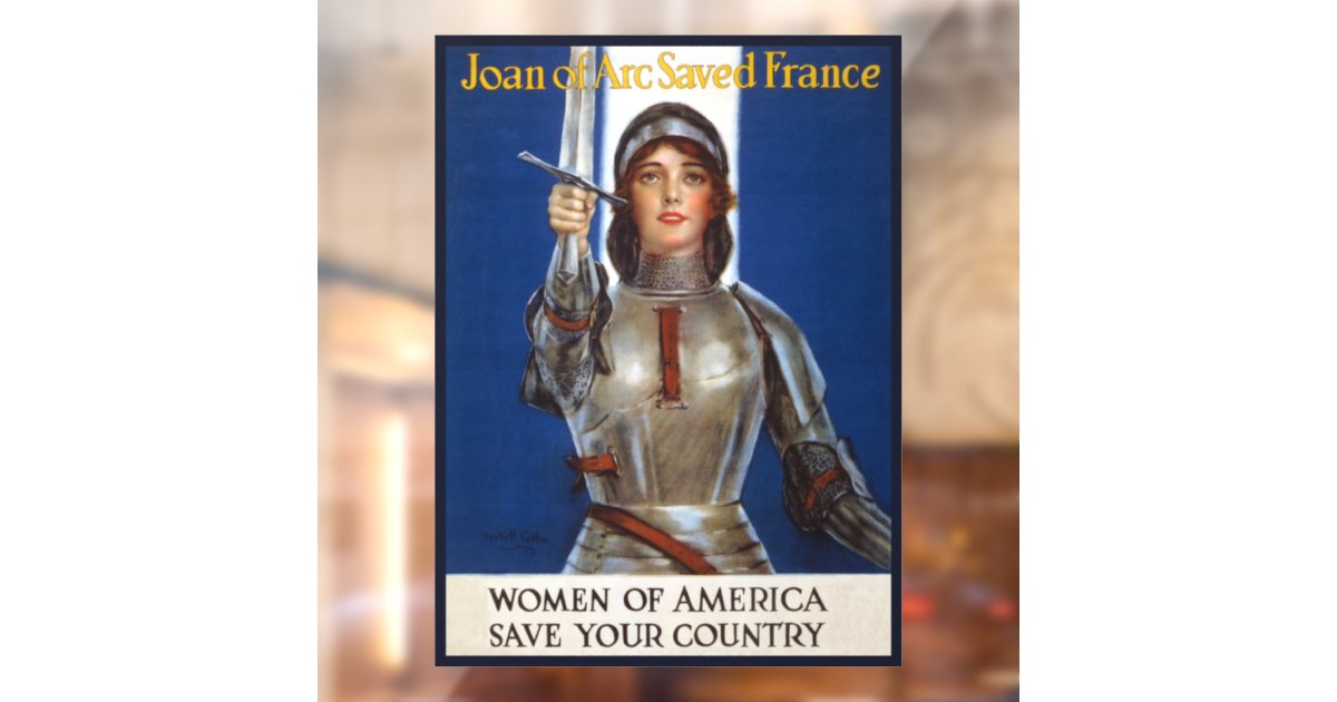 Joan van Arc French Medieval Heroine Fight WPA Raamsticker | Zazzle.nl