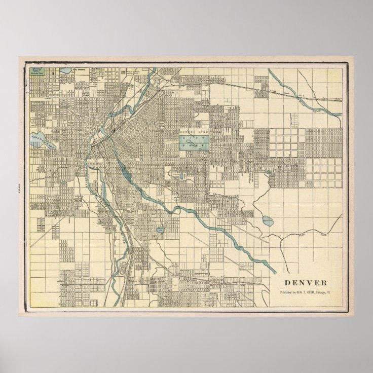 kaart van Denver Colorado (1901) Poster | Zazzle.nl