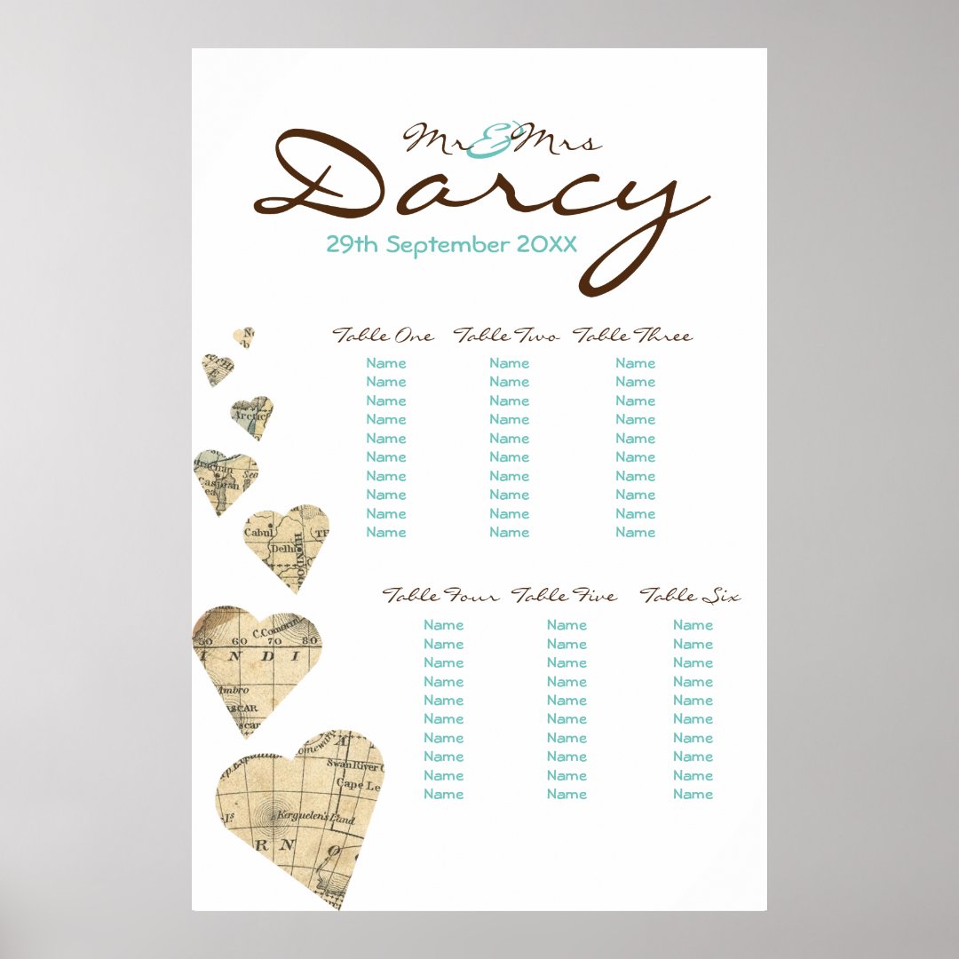 kaart van het hart poster | Zazzle.nl