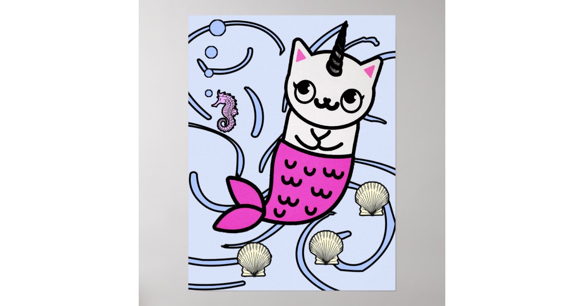 Kat Mermicorn Poster | Zazzle.nl