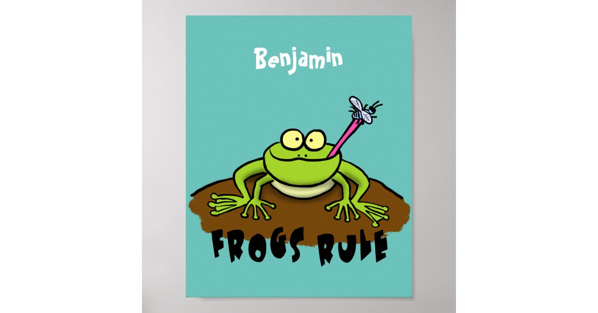 Kikkers heersen grappige groene kikkervis-cartoon poster | Zazzle.nl