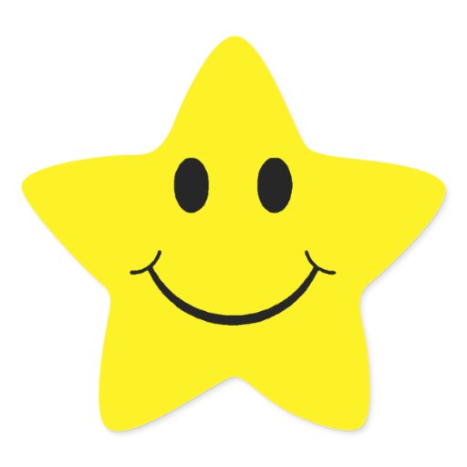 Klantgerichte Gele Ster Smiley Stervormige Stickers | Zazzle