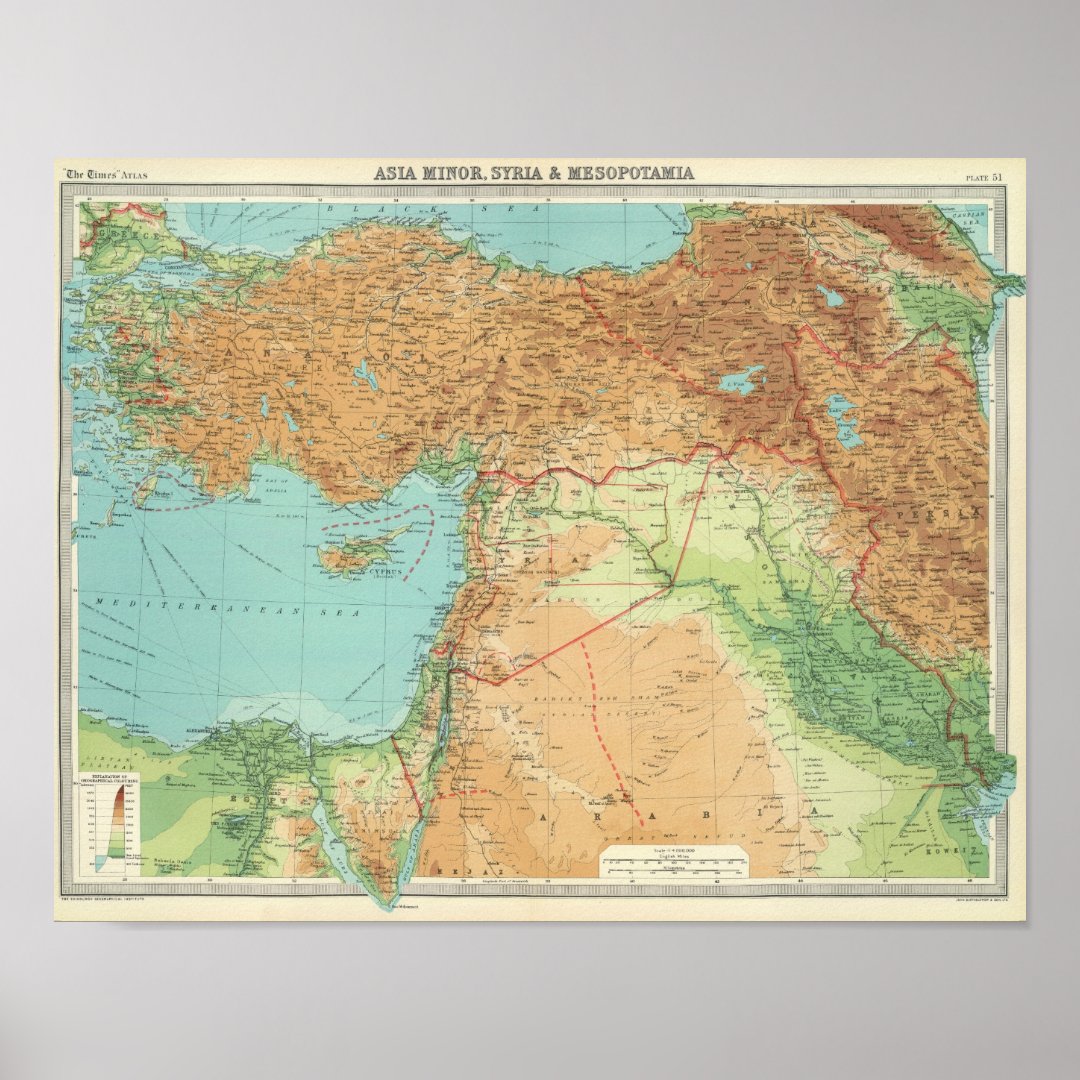 Klein Azië, Syrië en Mesopotamie Poster | Zazzle.nl